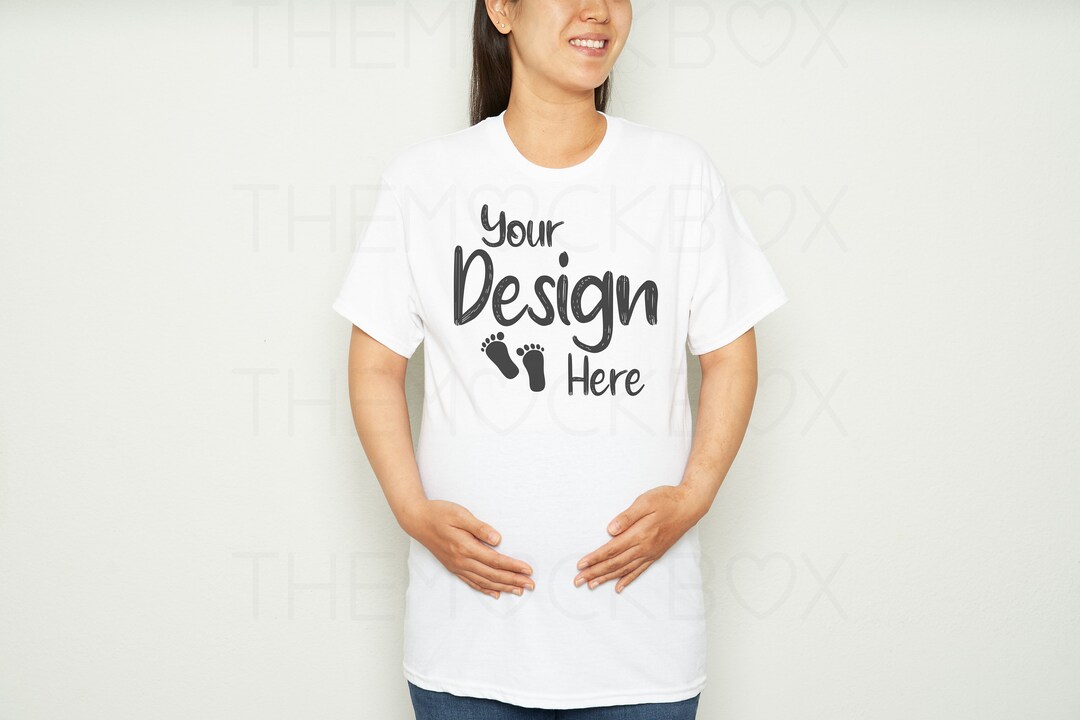 Maternity Mockup Gildan 5000 Mockup Gildan White Mockup Pregnancy Front ...