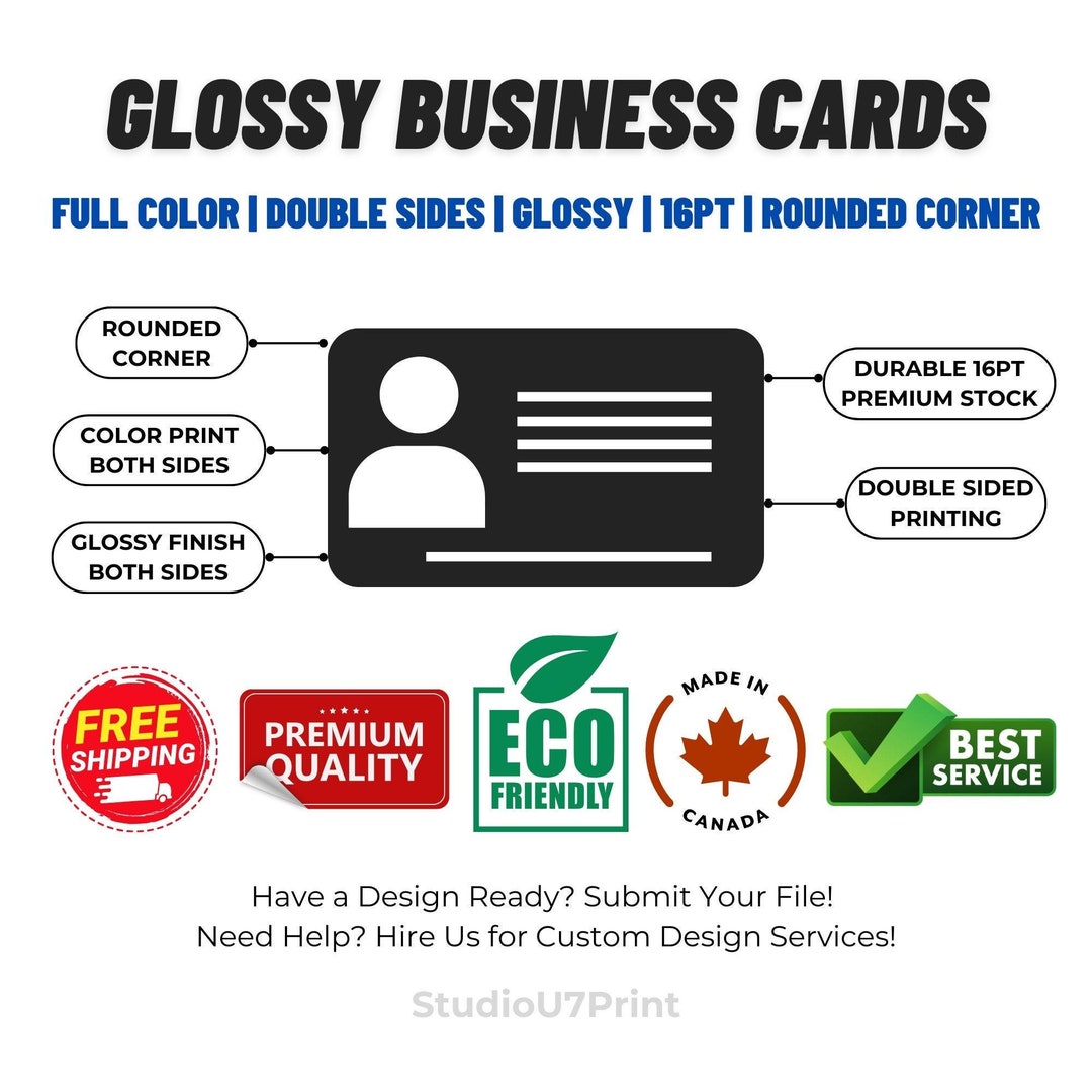Custom Full-color Glossy Business Cards Double-sided, 16pt Card Stock ...