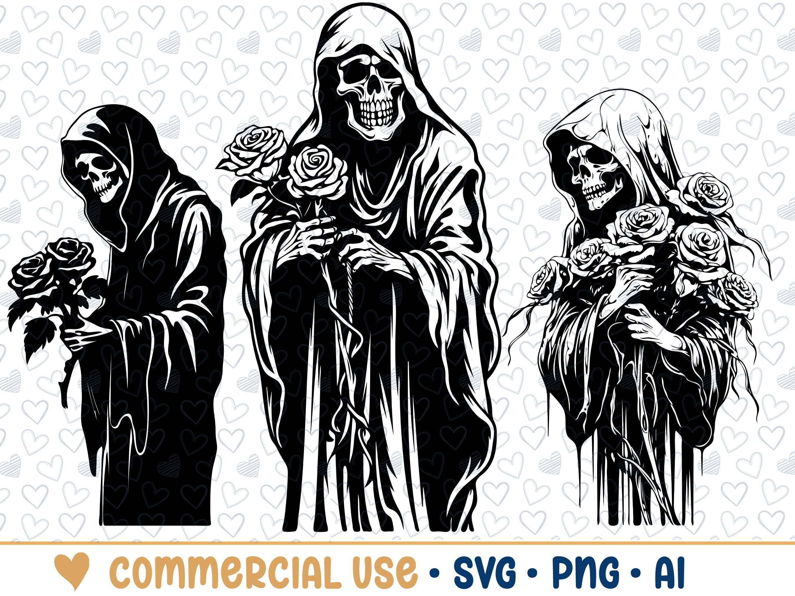 5 Grim Reaper Svg Bundle, Reaper Silhouette, Png,vector, Commercial Use ...