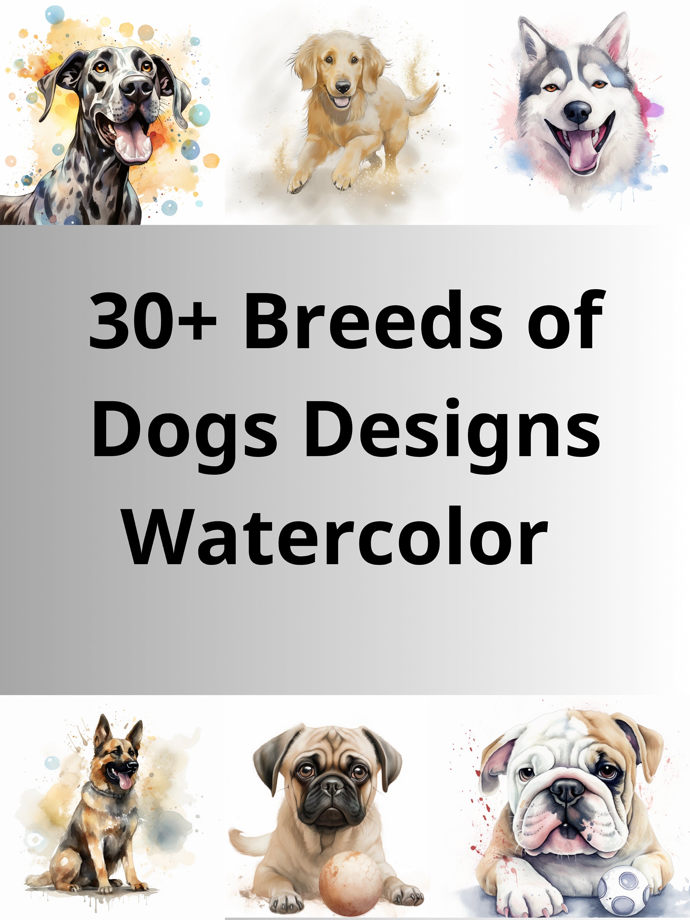 30 Different Dog Breeds Clipart Pngs Commercial Use Digital - Etsy