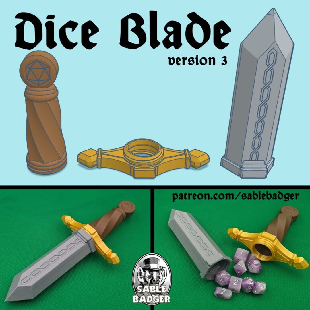 Dice Blade RPG Dnd 3D Printed - Etsy