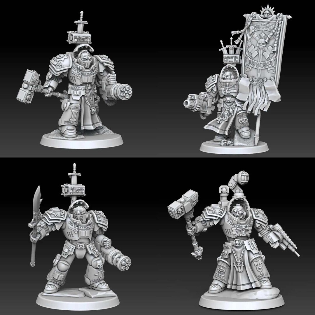 Silver Wardens Heavy Battle Squad Multi-part 32mm 3D Printed Miniatures ...