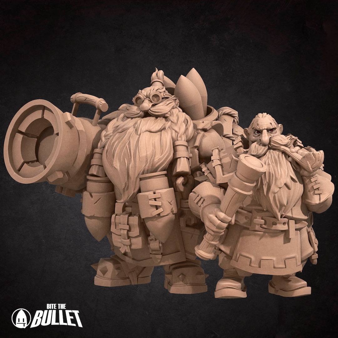Dwarf Artillery Team RPG Dnd 32mm 3D Printed Miniatures - Etsy