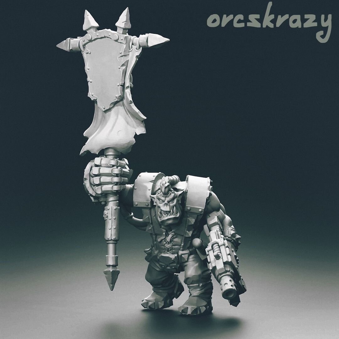 Ork Boss Standard Bearer 32mm 3D Printed Miniatures - Etsy