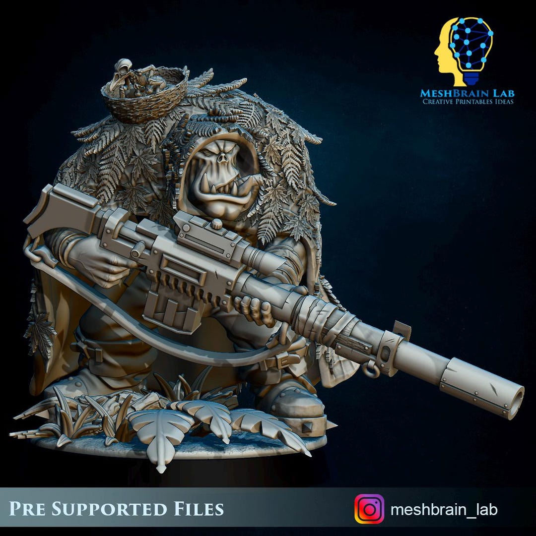 Ork Commando Sniper | 32mm 3D Printed Miniatures | Meshbrain Labs - Etsy