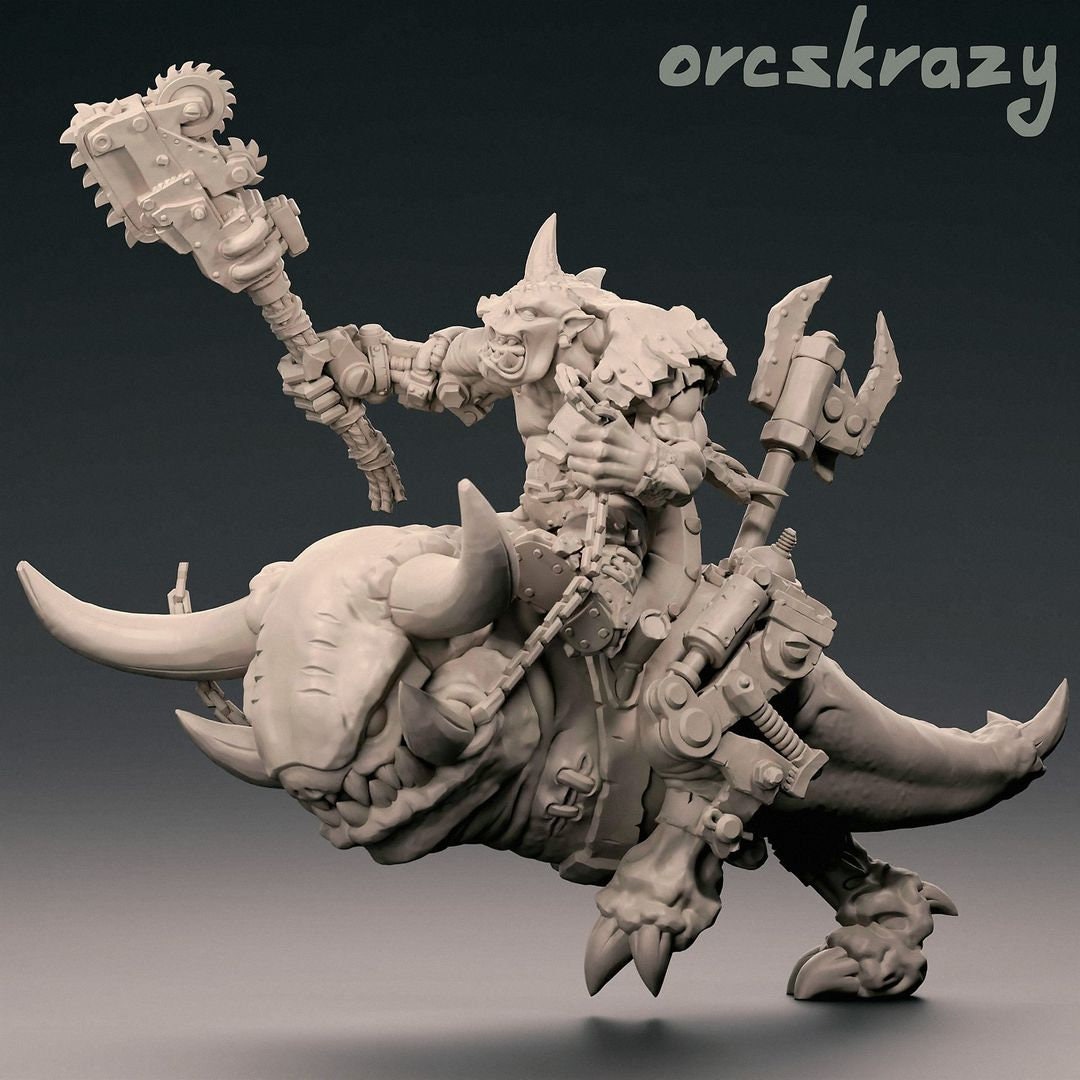 Ork Boss on Beast 32mm 3D Printed Miniatures - Etsy