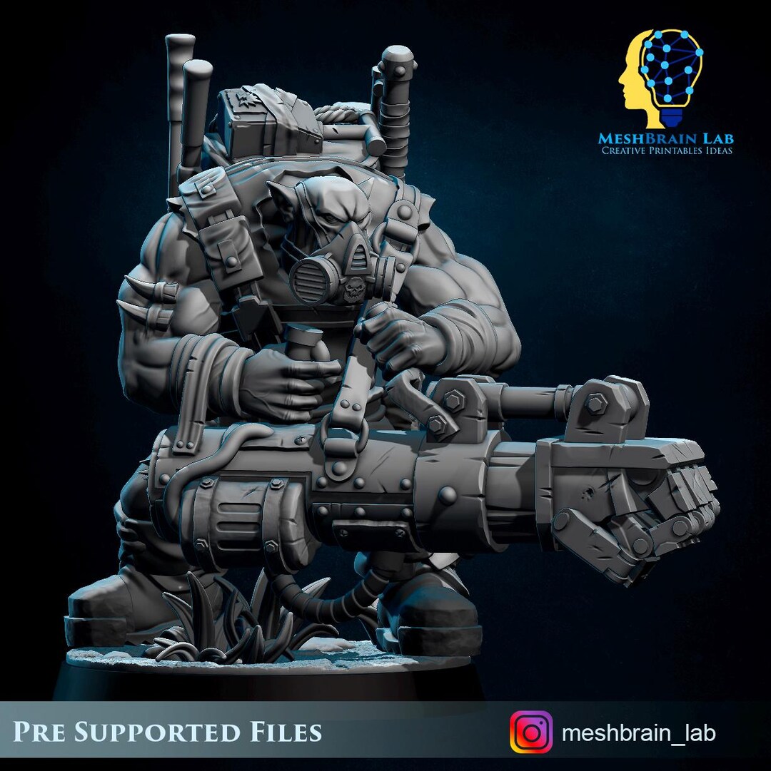 Ork Commando Zapper | 32mm 3D Printed Miniatures | Meshbrain Labs ...