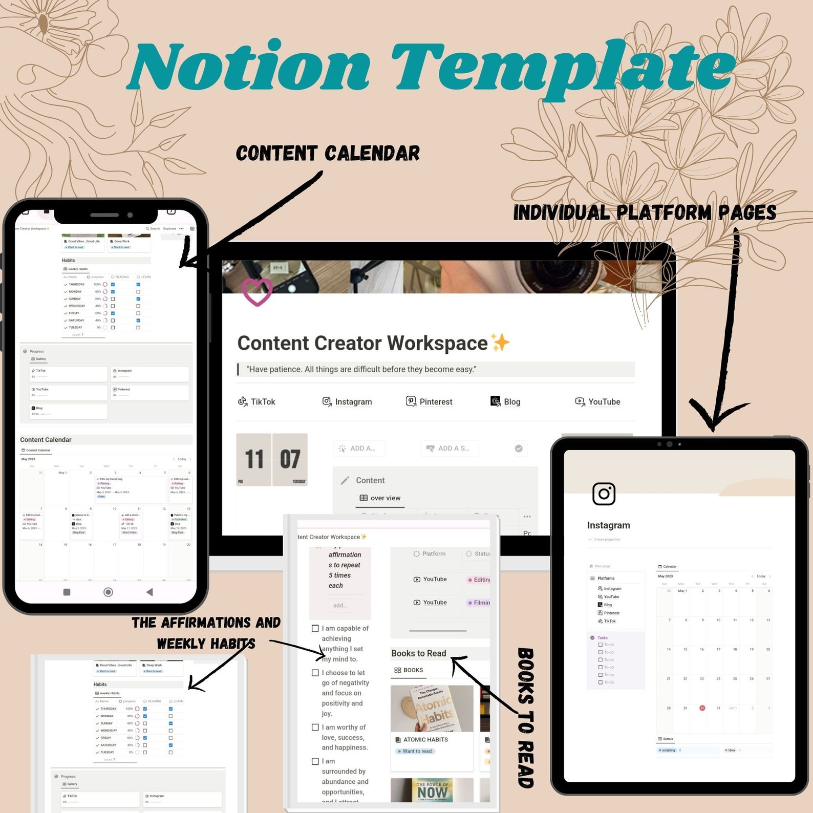 Notion Template for Content Creators and Entrepreneurs, Content Planner ...