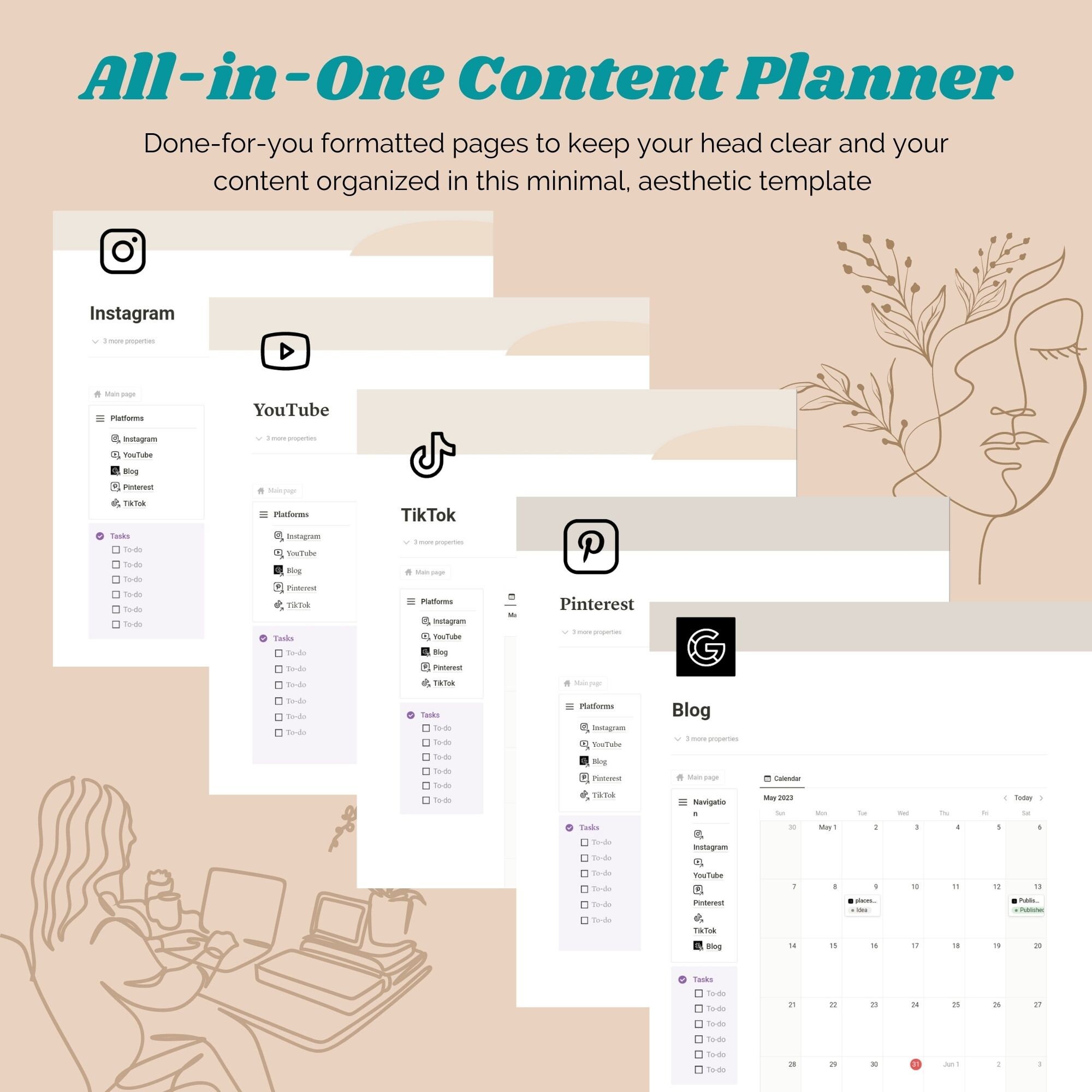Notion Template for Content Creators and Entrepreneurs, Content Planner ...