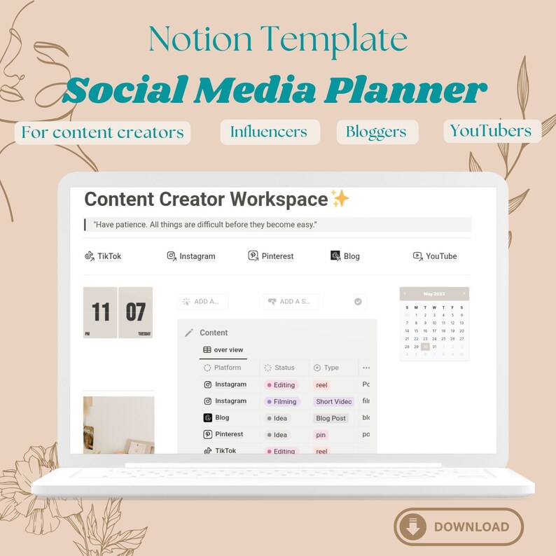 Notion Template for Content Creators and Entrepreneurs, Content Planner ...