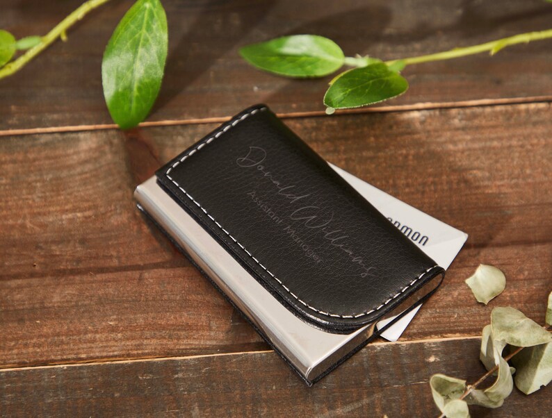 Personalized Business Card Holder Custom Cards Case Engraved Leather ...