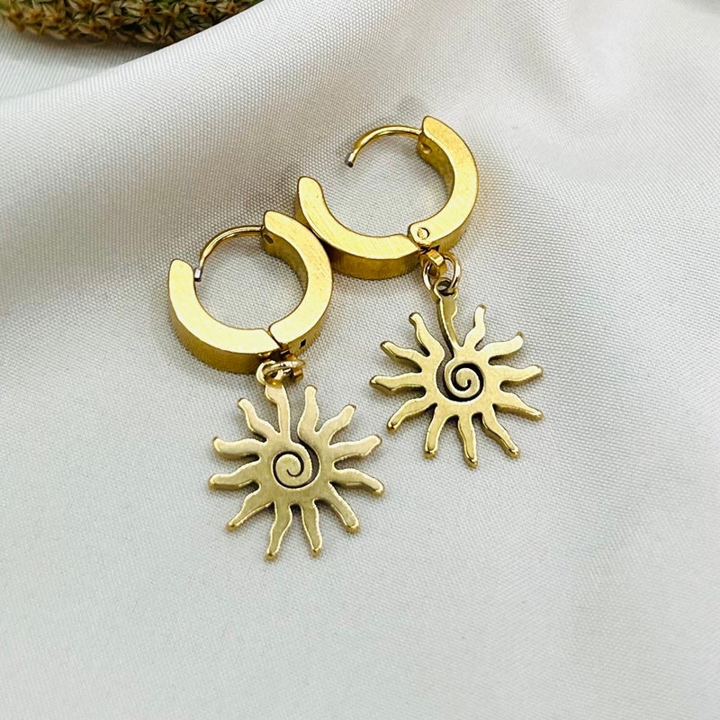 Sun Hoop Earrings - Etsy