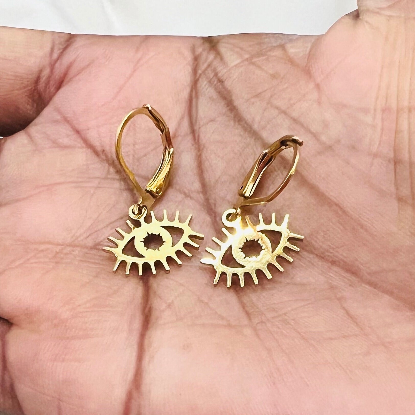 Dainty Evil Eye Drop Dangle Earrings Gold-silver Horus Eye - Etsy