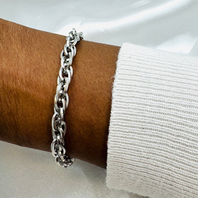Silver Steel Rope Chain Bracelet, Ripple Twist Chain, Men Bracelet, Women Bracelet, Stainless ...