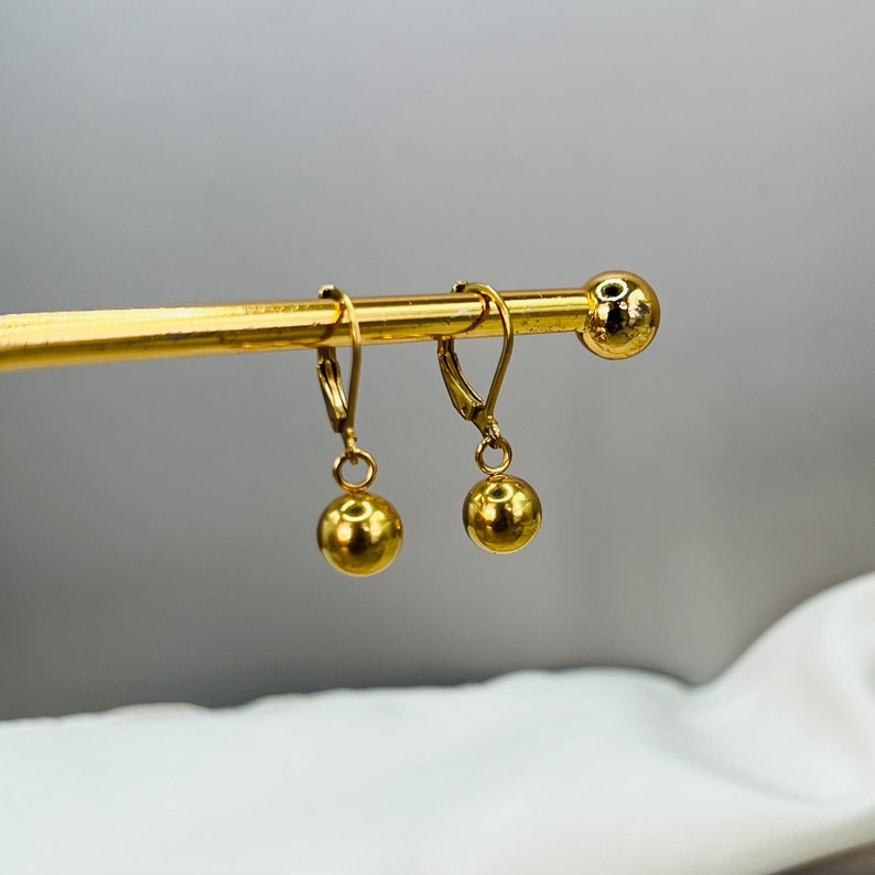 Ball Drop Earrings, Bead Ball Dangle Drop Earrings, Metal Ball Earrings ...