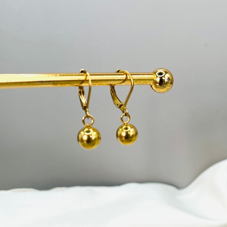 Ball Drop Earrings, Bead Ball Dangle Drop Earrings, Metal Ball Earrings ...