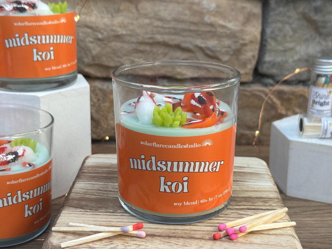 Koi Fish Candle: Hand-painted Soy Wax, Ocean Breeze Scent - Etsy
