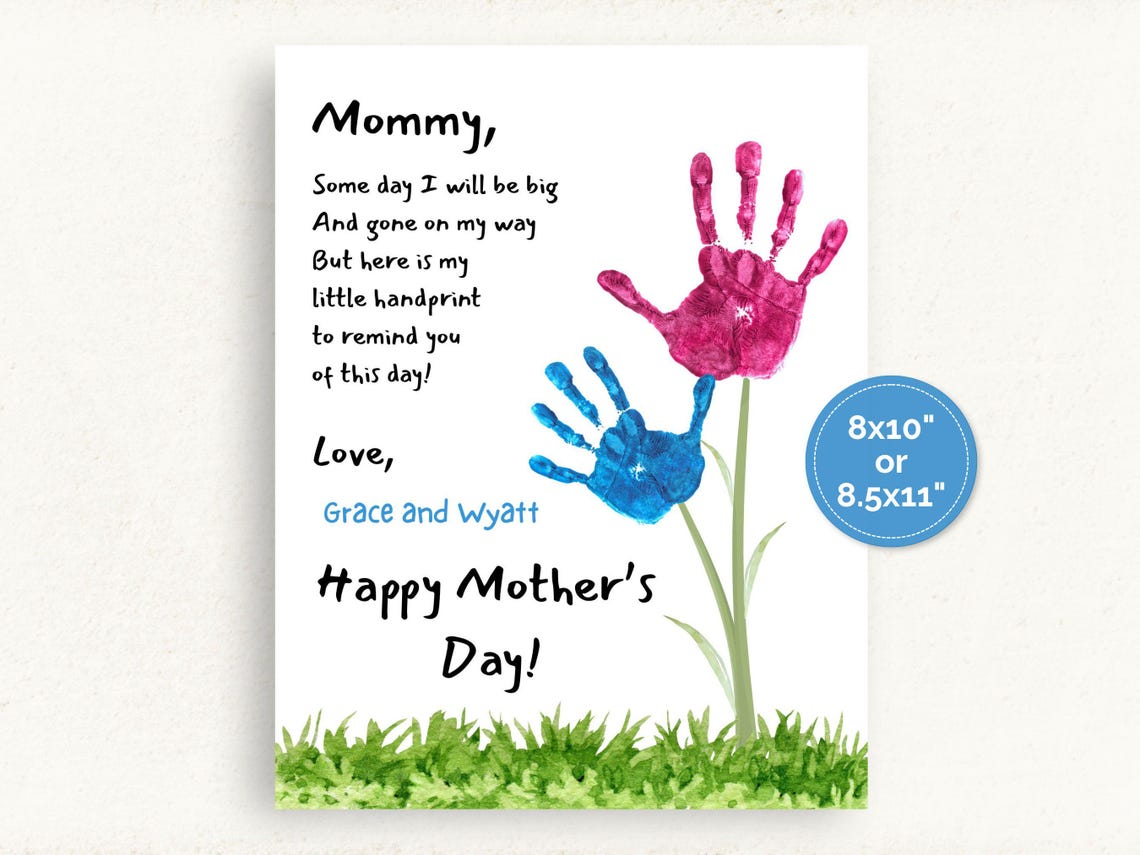 Mothers Day Handprint Poem Printable, Printable Gift, Handprint Craft ...