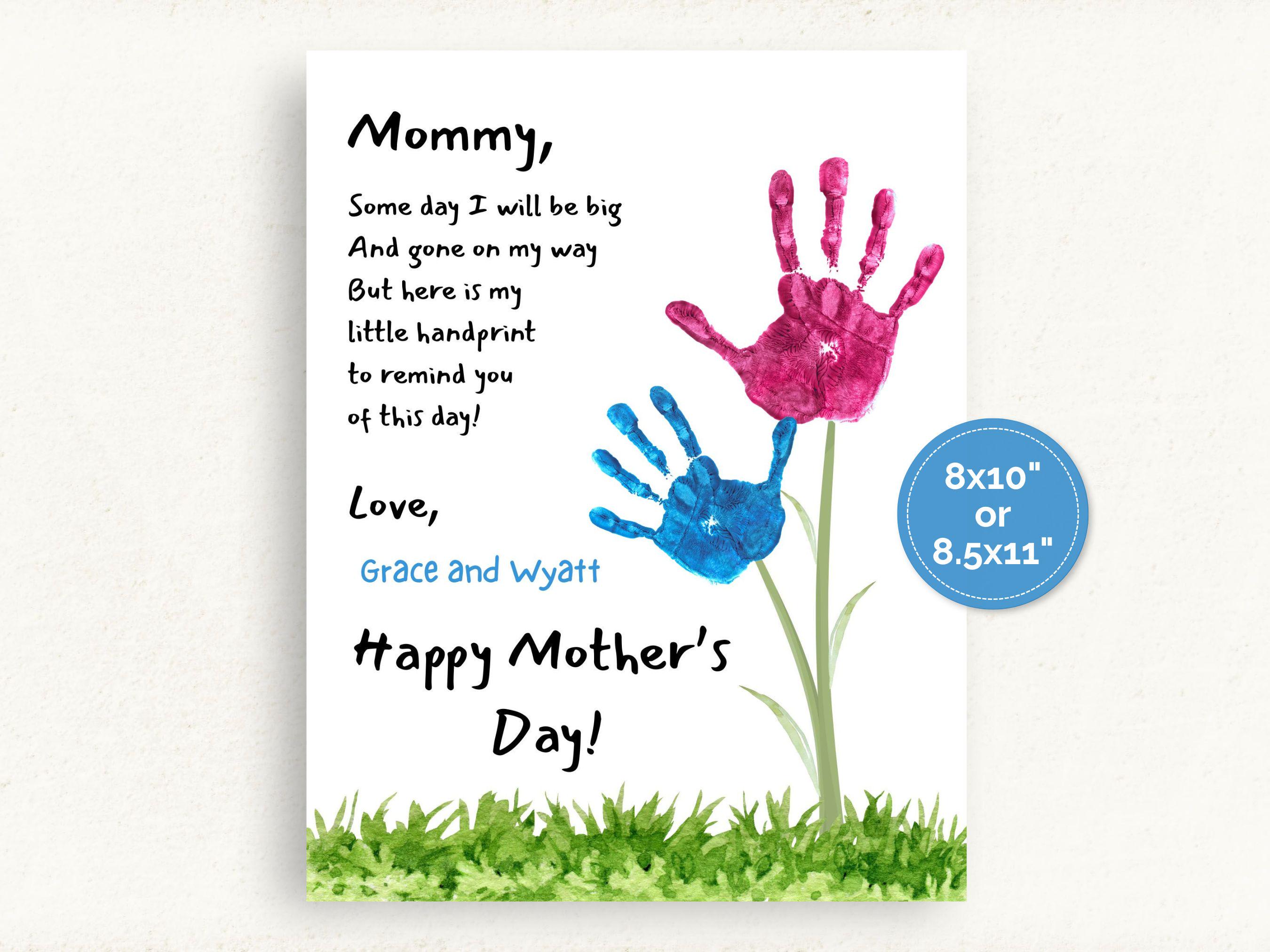 Mothers Day Handprint Poem Printable, Printable Gift, Handprint Craft ...