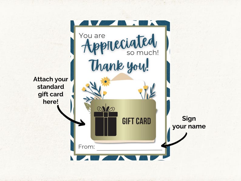Appreciation Gift Card Holder, Printable Gift, Thank You Gift Card ...