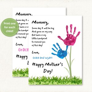 Mothers Day Handprint Poem Printable, Printable Gift, Handprint Craft ...
