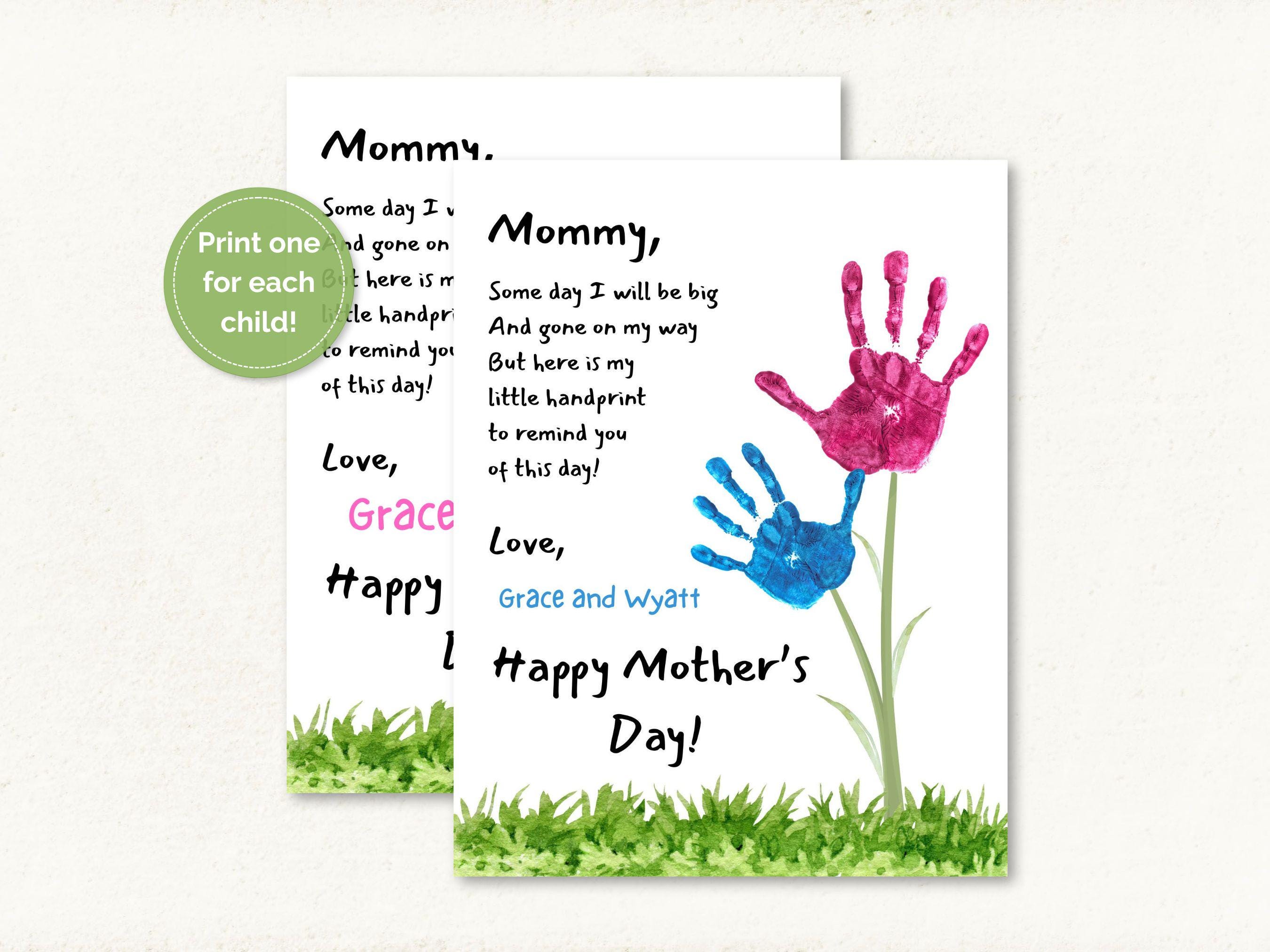 Mothers Day Handprint Poem Printable, Printable Gift, Handprint Craft ...