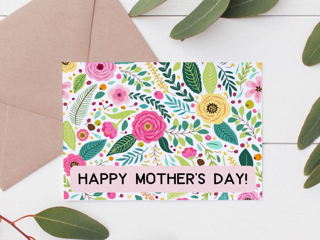 Carte de fête des mères à téléchargement immédiat, fleurs vives et ...