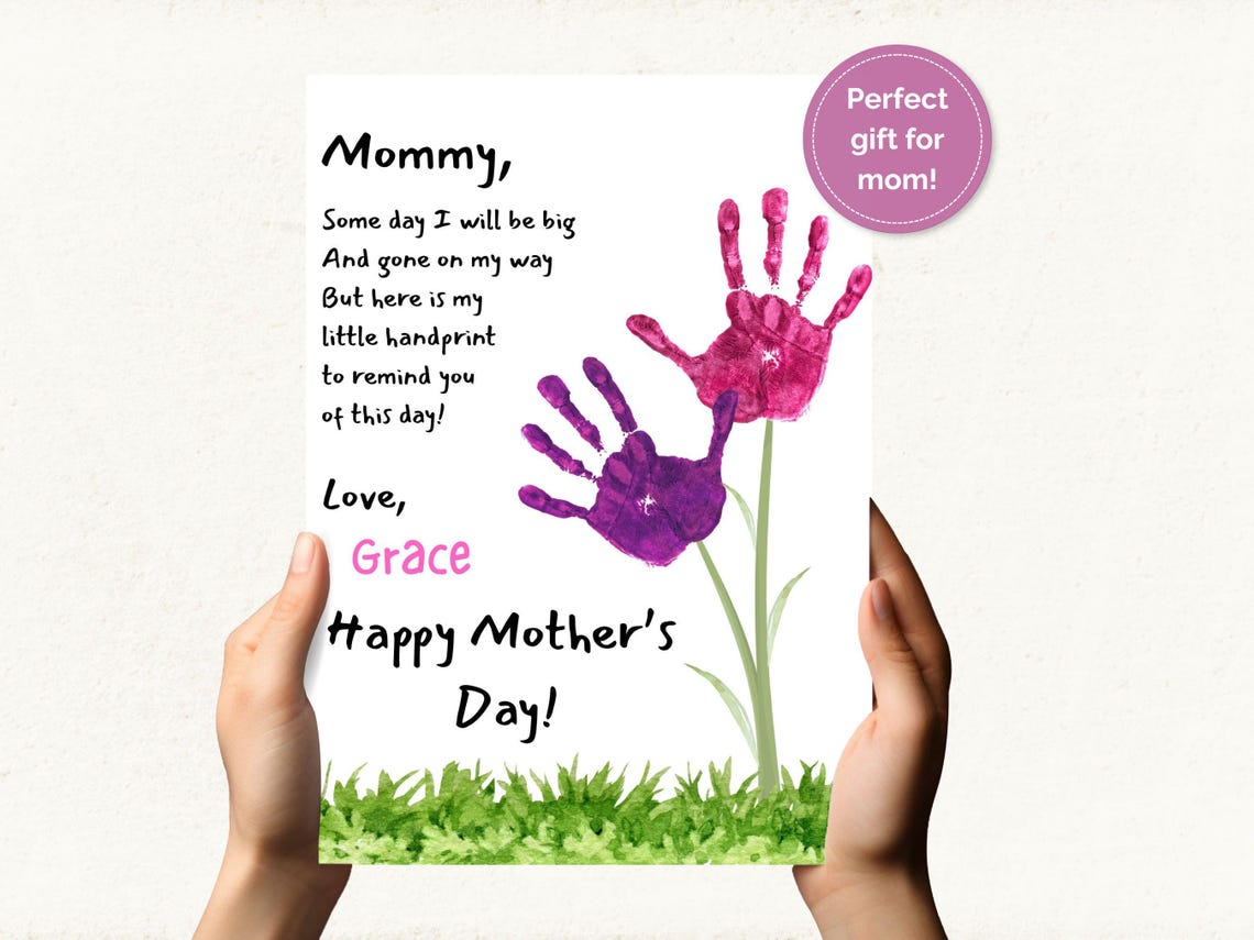 Mothers Day Handprint Poem Printable, Printable Gift, Handprint Craft ...