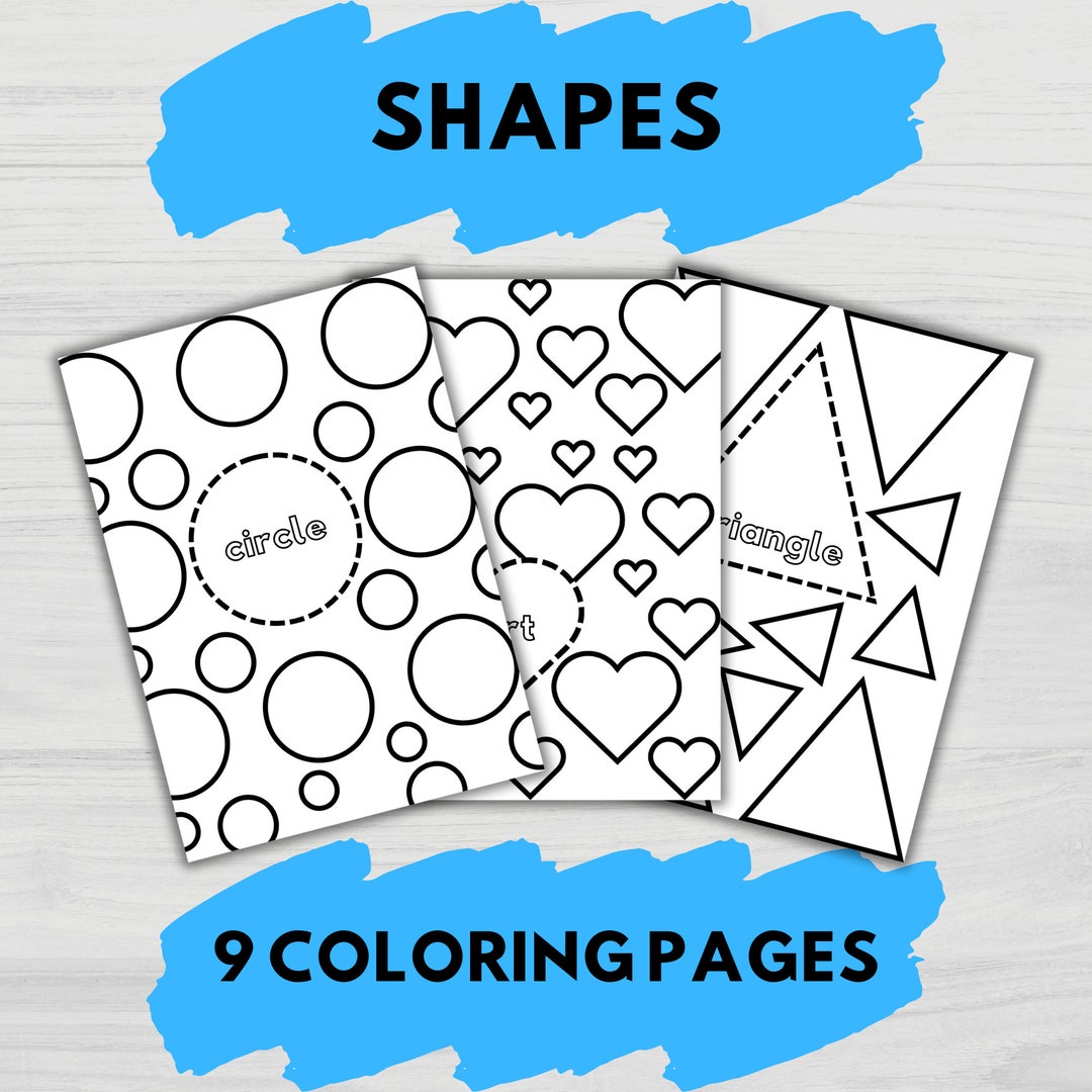 9 Shape Coloring Pages | Printable Worksheets for Kids - Etsy