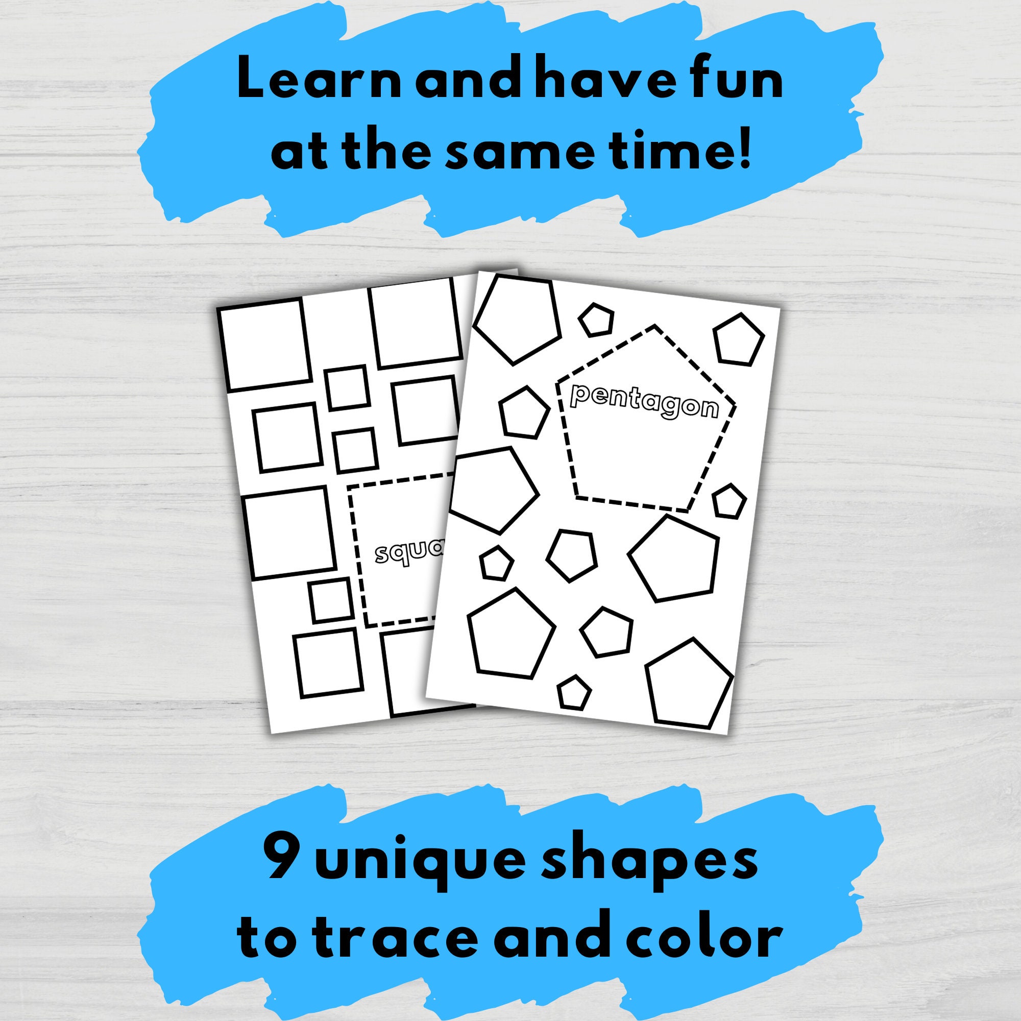 9 Shape Coloring Pages | Printable Worksheets for Kids - Etsy