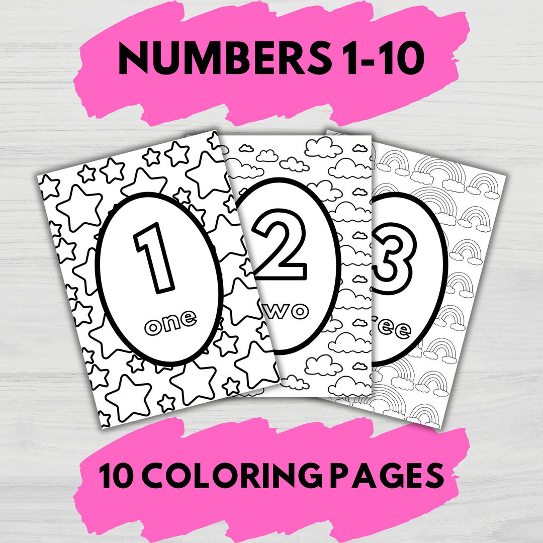 10 páginas para colorear de números / Hojas de trabajo imprimibles de ...