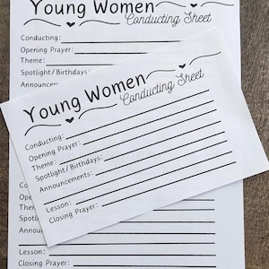 LDS Young Women Conducting Sheet - Etsy