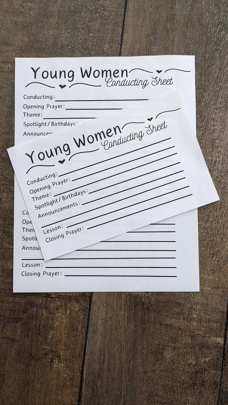 LDS Young Women Conducting Sheet - Etsy