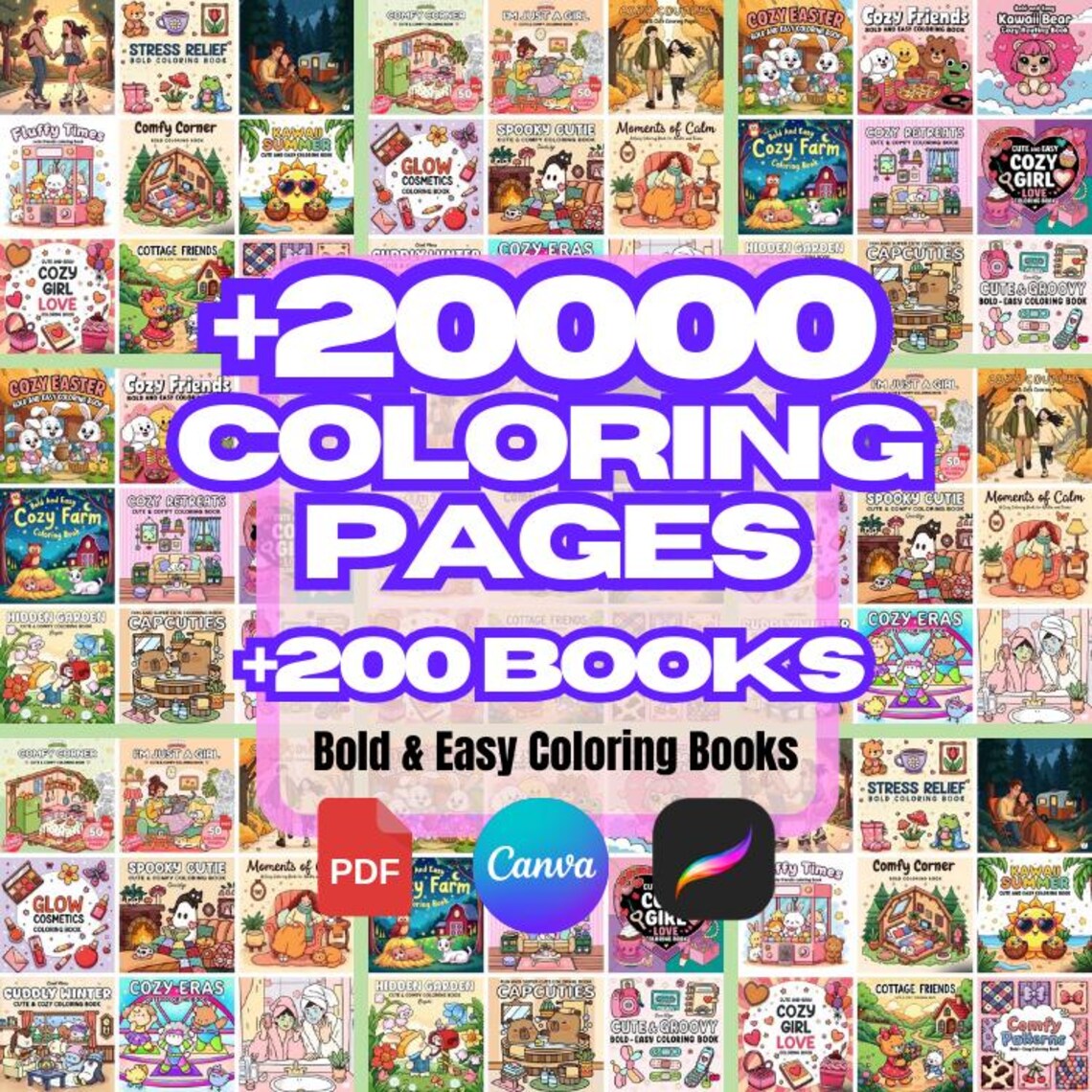 200+ Coloring Books Mega Bundle - 20000+ Coloring Pages - Cozy and ...