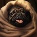 Happy Pugs Snug in Blankets Pug Wall Art (2 Pack)|pug Digital Prints ...