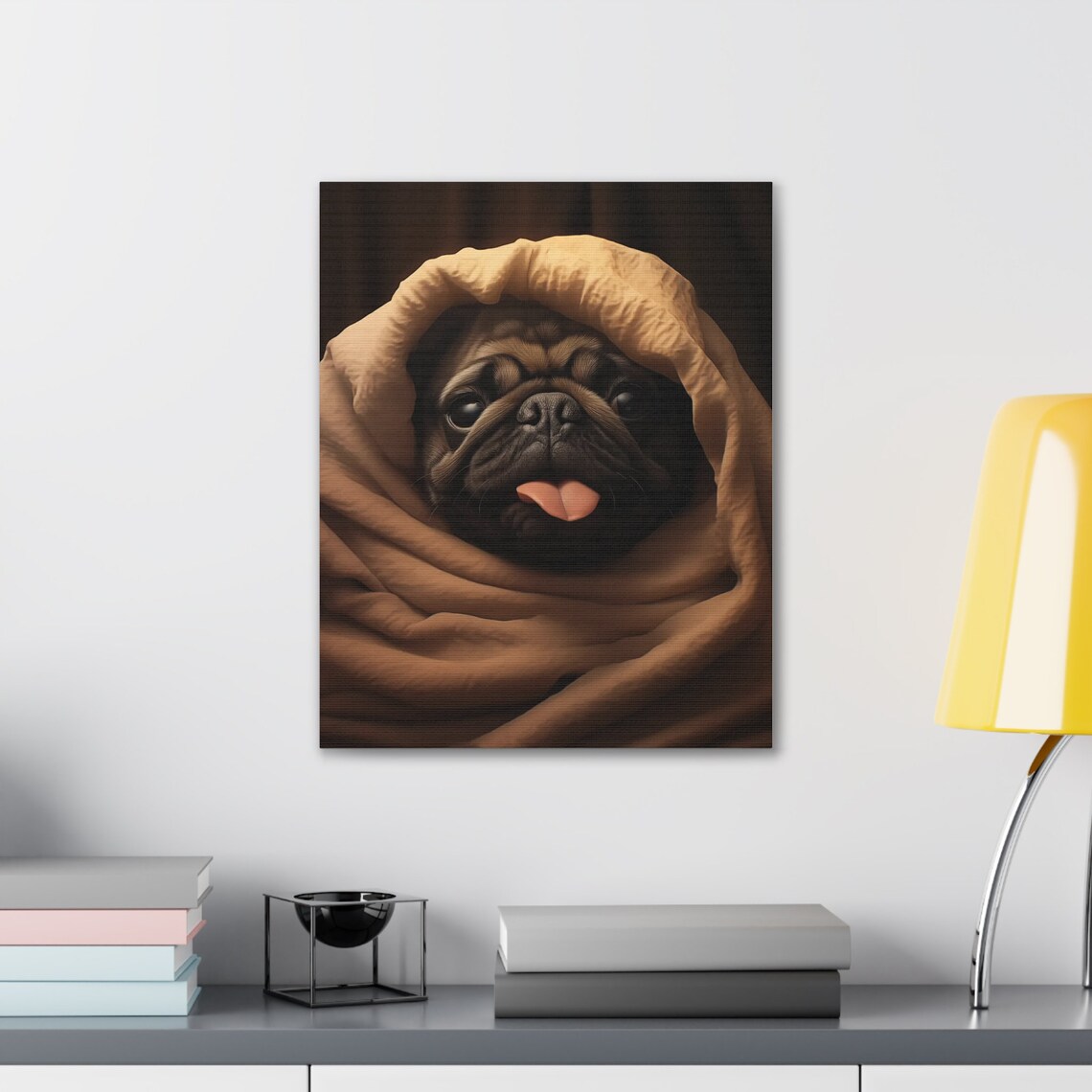 Happy Pugs Snug in Blankets Pug Wall Art (2 Pack)|pug Digital Prints ...