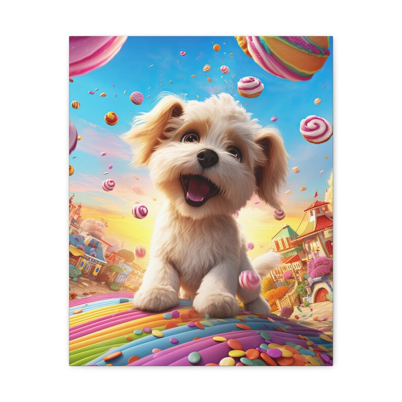 Puppy in Candyland|cartoon Dog Portrait|animated Dog Photo|cartoon Dog ...