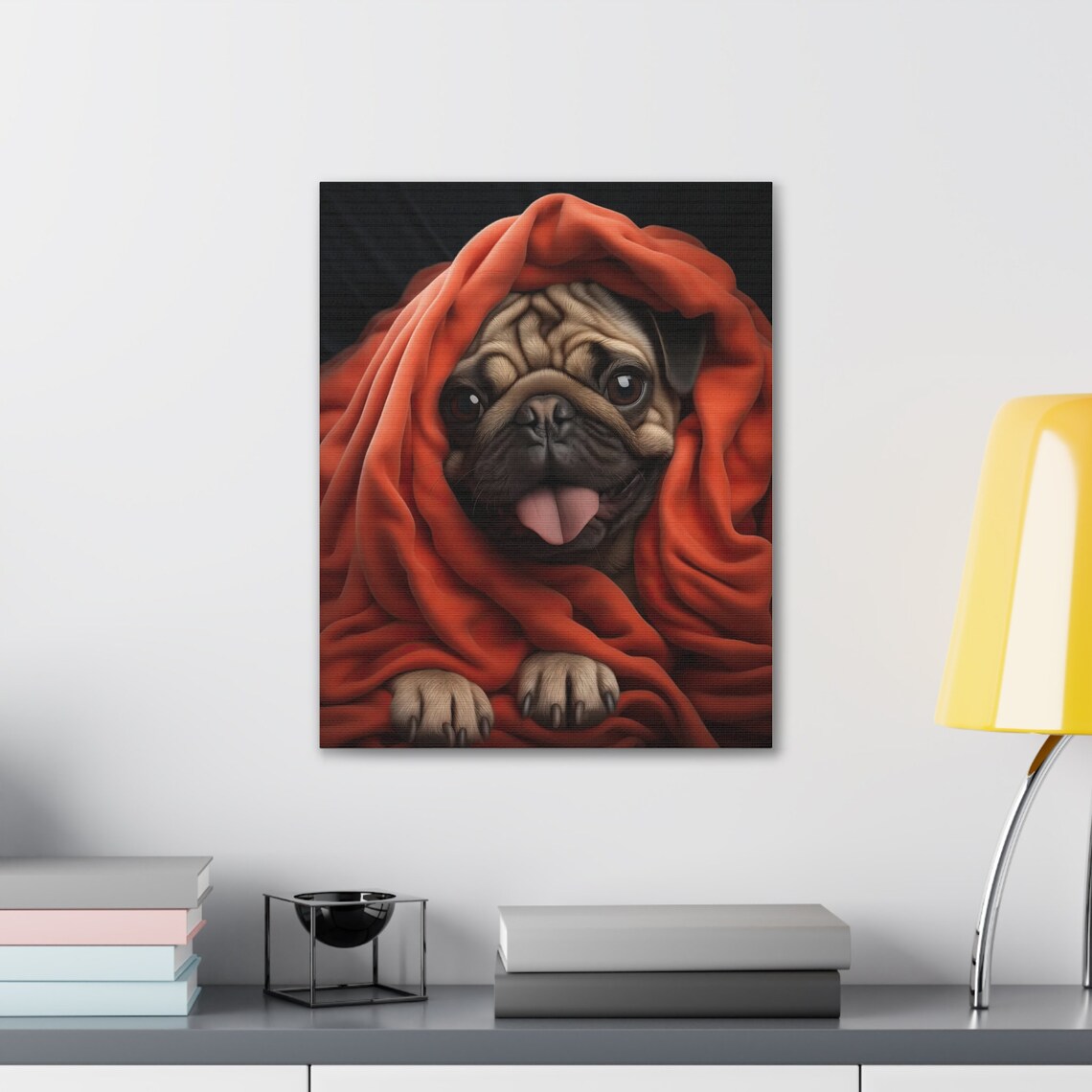 Happy Pugs Snug in Blankets Pug Wall Art (2 Pack)|pug Digital Prints ...