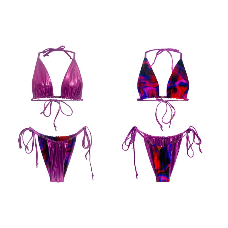 SICA Reversible Sliding String Bikini Set Purple Haze - Etsy