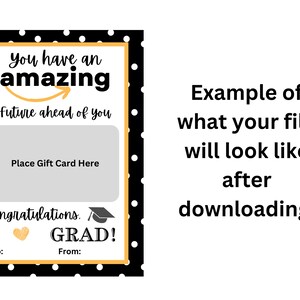 PRINTABLE Gift Card Holder, Grad Gift, Amazon Gift Card, Graduation ...