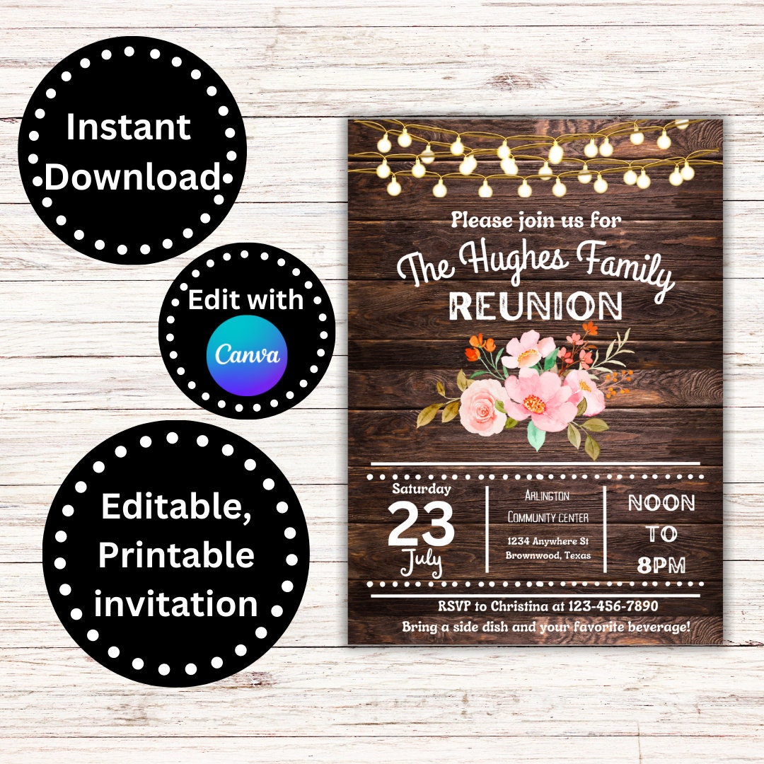 EDITABLE Family Reunion Invitation, Reunion Evite, Family Reunion ...