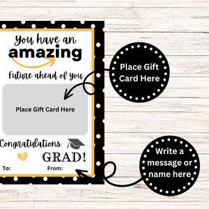 PRINTABLE Gift Card Holder, Grad Gift, Amazon Gift Card, Graduation ...