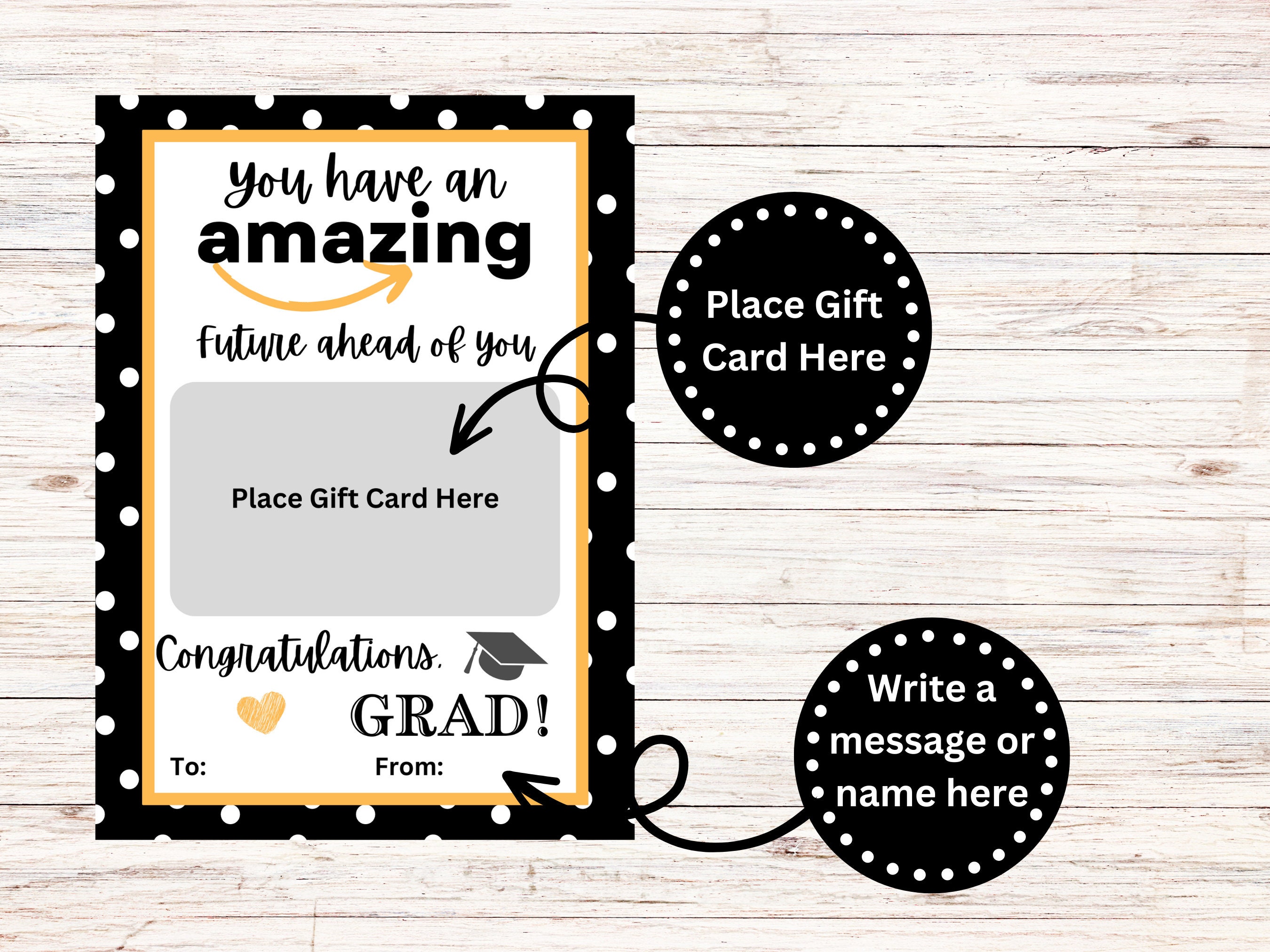 PRINTABLE Gift Card Holder, Grad Gift, Amazon Gift Card, Graduation ...