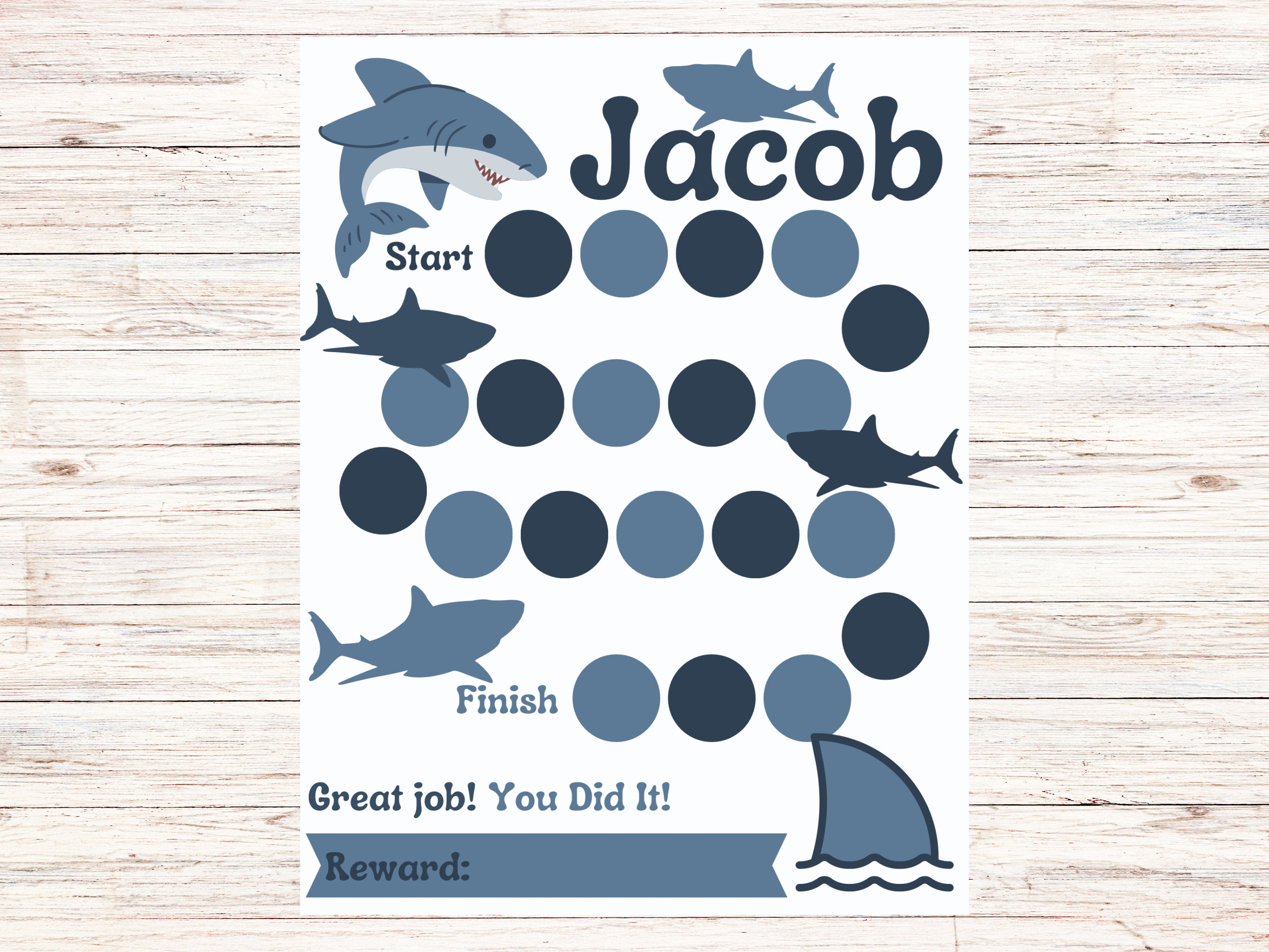 EDITABLE Shark Reward Chart Printable Reward Chart Chore - Etsy Ireland