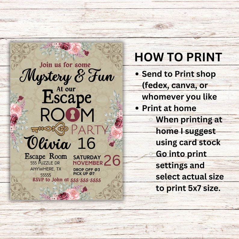 Escape Room Birthday Invitation, Customizable Invite, Editable ...