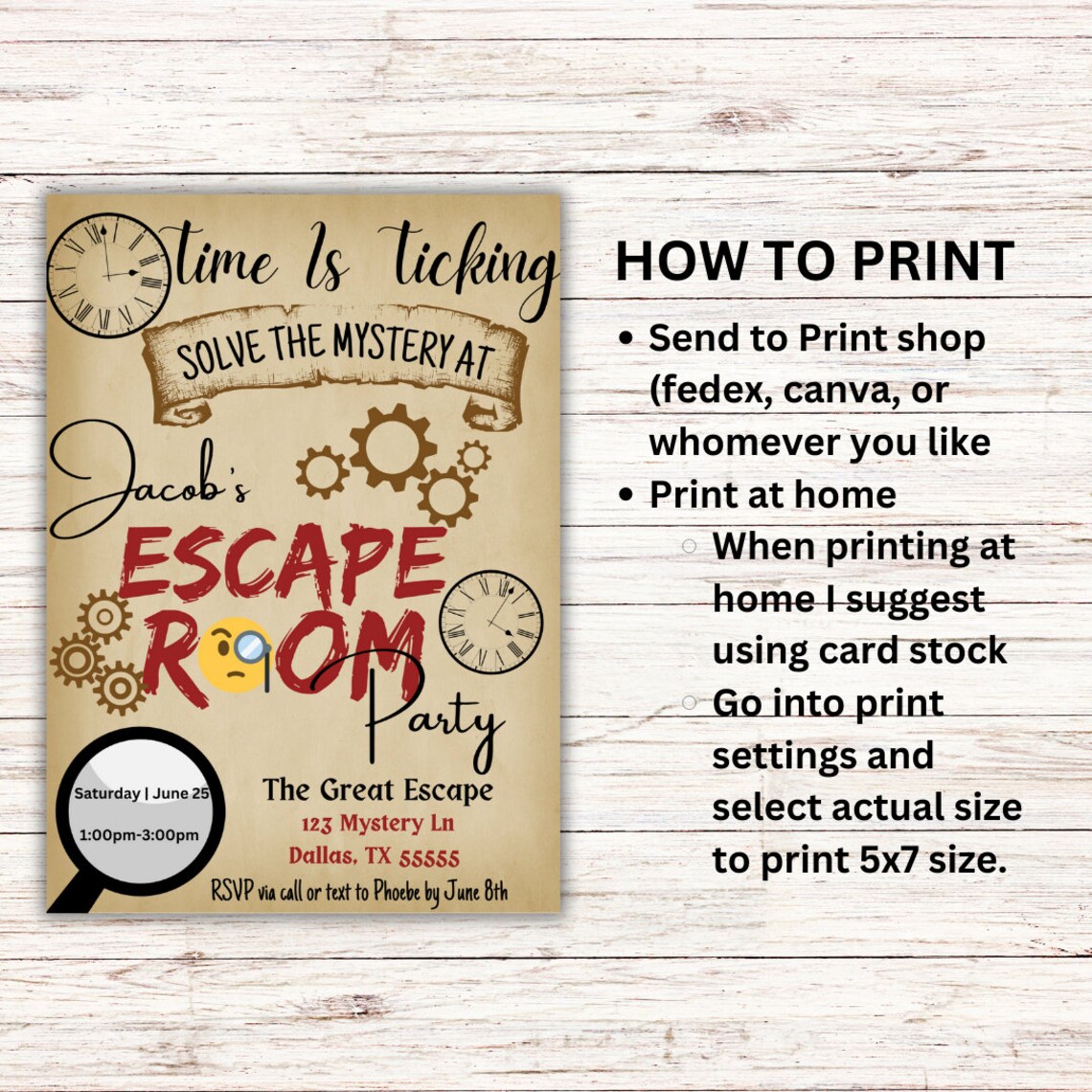 Escape Room Birthday Invitation, Customizable Invite, Editable ...