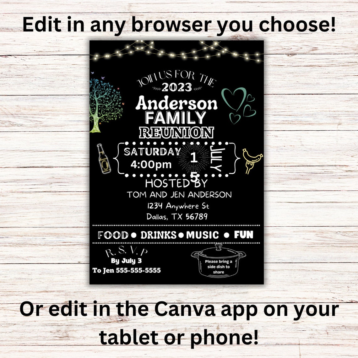 EDITABLE Family Reunion Invitation, Reunion Evite, Family Reunion ...