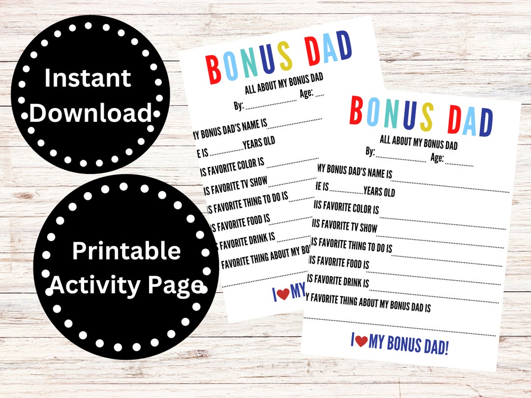 All About My Bonus Dad Activity Page | Bonus Dad Father’s Day ...