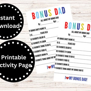 All About My Bonus Dad Activity Page | Bonus Dad Father’s Day ...