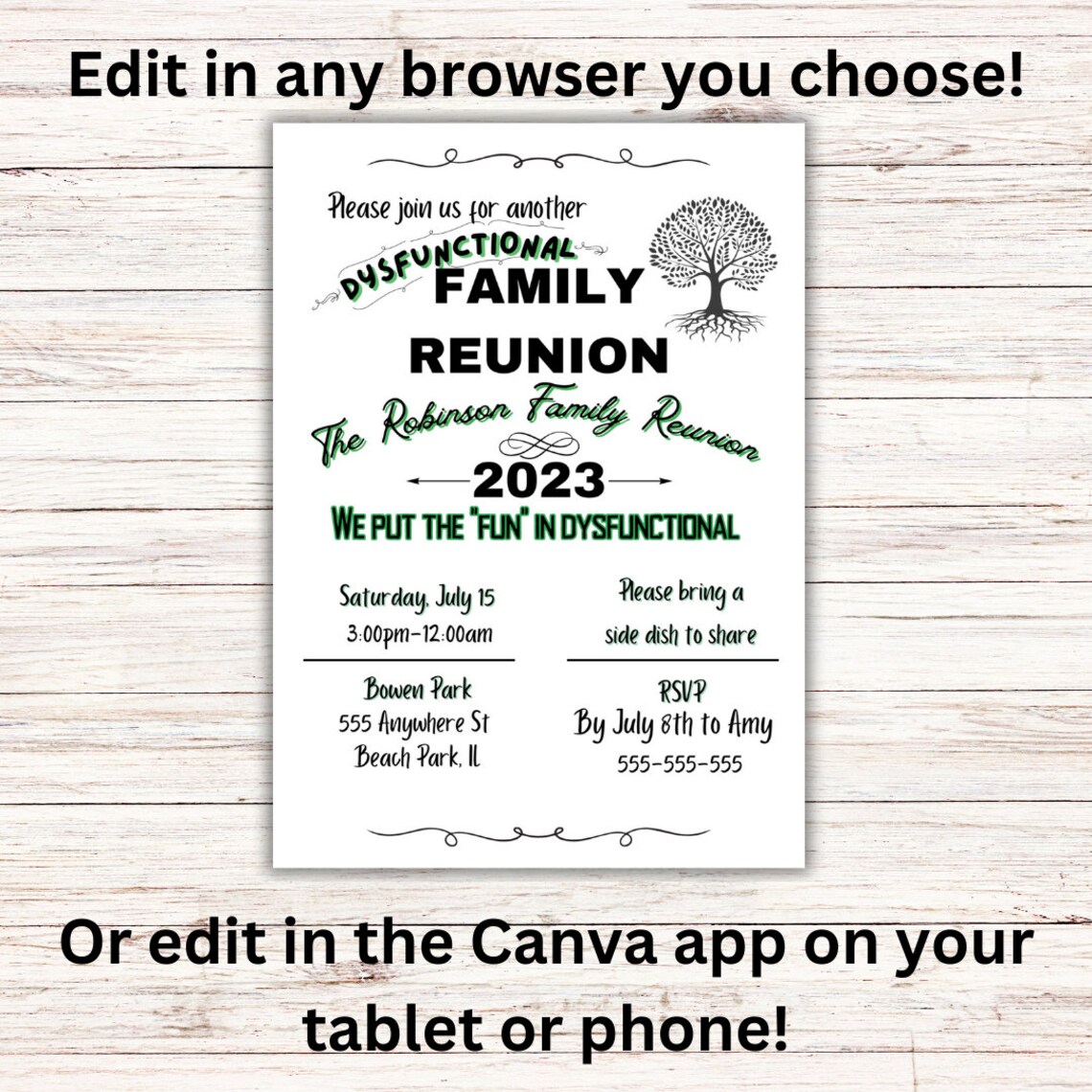 EDITABLE Family Reunion Invitation, Reunion Evite, Family Reunion ...